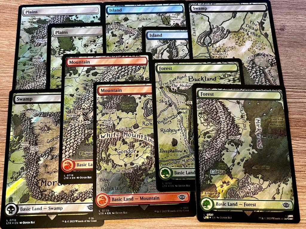 Lord of the Rings - Full-Art Map Basic Land Set 10/10 - SURGE FOIL ...