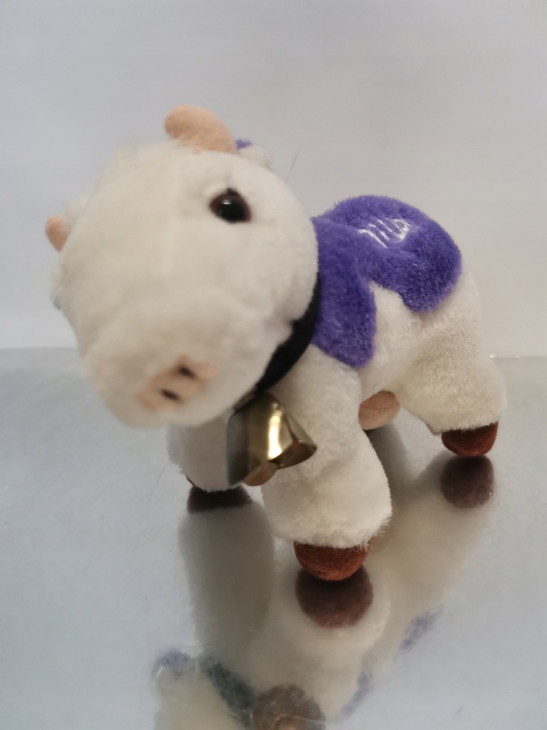 Fioletowa KROWA Milka krówka maskotka dzwoneczek - 12564618771 ...