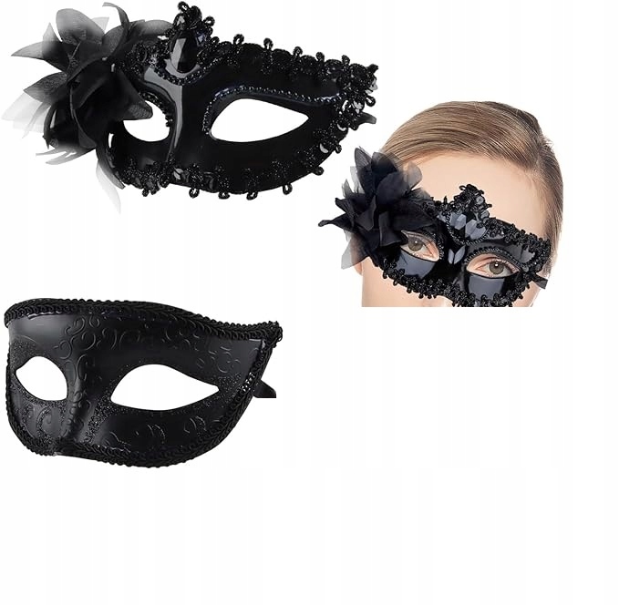 Maska Wenecka Karnawałowa Dla Dorosłych Na Bal Przyjęcie Zestaw 2 Sztuk ...