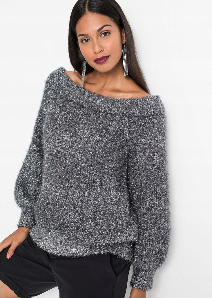 BODYFLIRT PLUSZOWY SWETER CARMEN OVERSIZE 46 3XL - 12822766486 ...