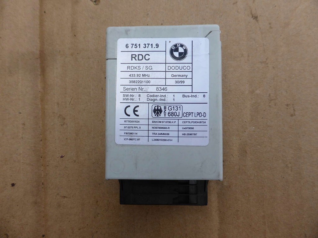 MODUŁ STEROWNIK RDC CIŚNIENIA BMW E46 6751371 - 9298023769 - oficjalne ...