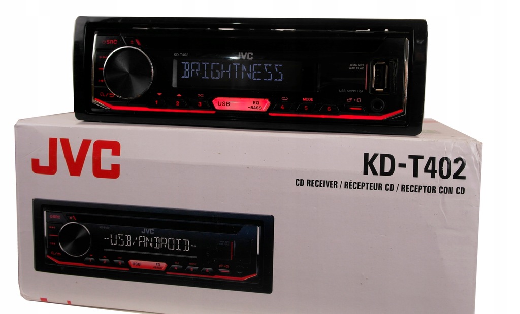 Radioodtwarzacz JVC MP3 CD DIN 4x50W KD-T402 radio - 10465044991 - oficjalne archiwum Allegro