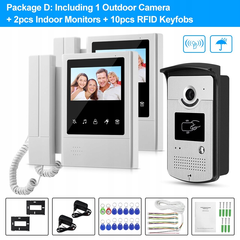 Ręczny przewodowy wideodomofon domofon System wejś - 13131940535 - oficjalne archiwum Allegro