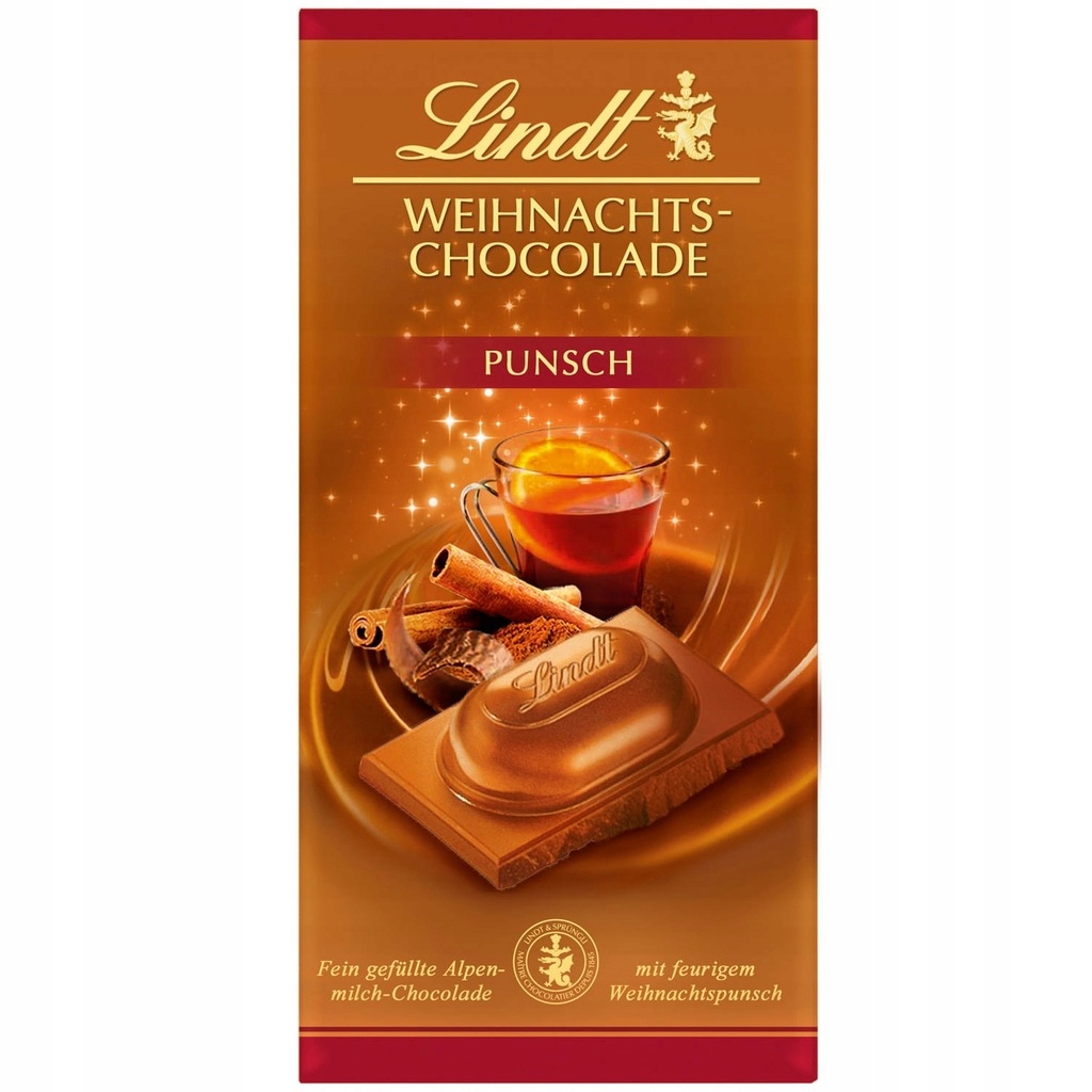 Lindt czekolada mleczna z alkoholem rum poncz prezent dla Dziadka 100g ...