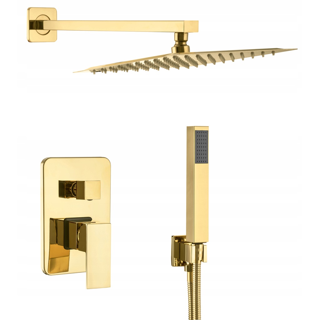 BATERIA PRYSZNICOWA DESZCZOWNICA PODTYNKOWA ZŁOTA - 12617610713 ...