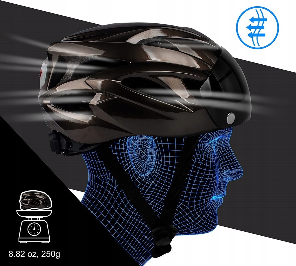 Kask rowerowy Shinmax HT-13 z okularami ochronnymi - 12930688824 ...