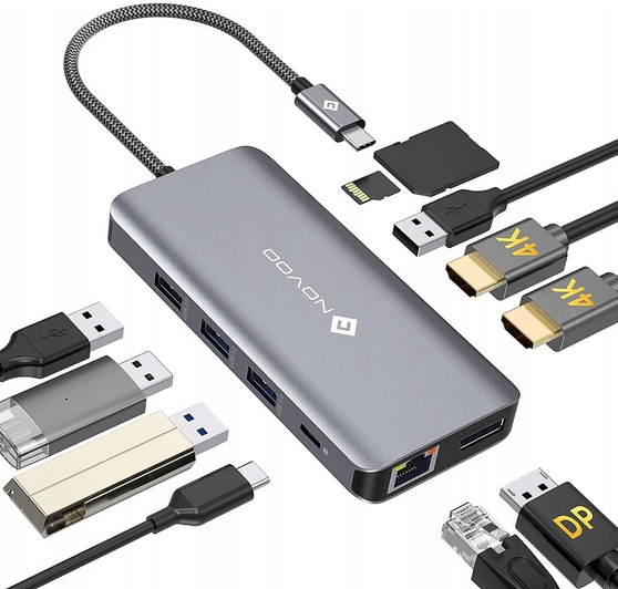 Adapter Hub NOVOO PORT USB C 11 w 1 HDMI 100W - 13280118545 - oficjalne ...