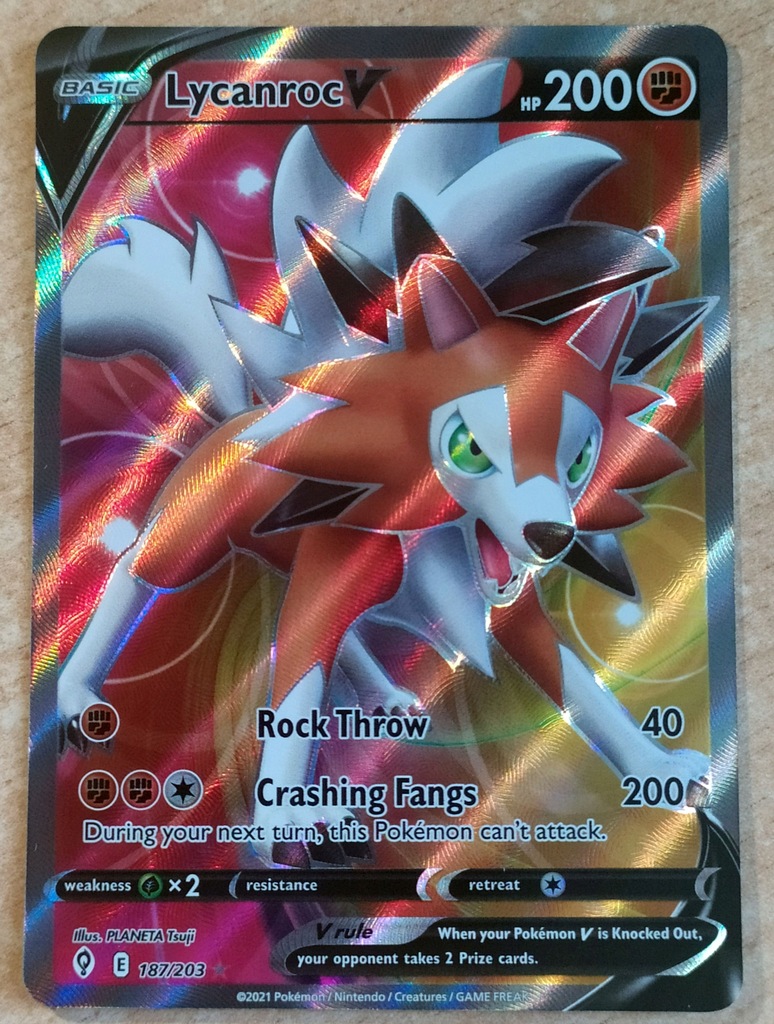 Lycanroc V FULL ART (SS Evolving Skies 187/203) - 12578325563 ...