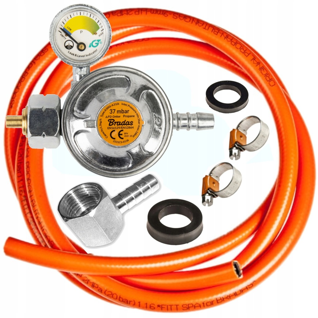 WĄŻ DO GAZU 3m REDUKTOR GAZOWY BUTLI 11kg OPASKI - 12709075527 - oficjalne archiwum Allegro