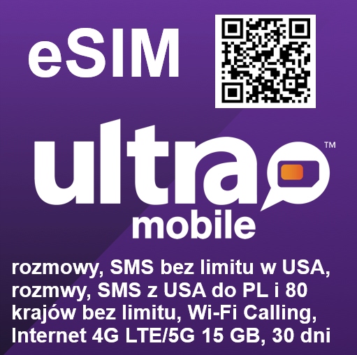 Karta eSIM Ultra Mobile USA, 15GB rozm. PL, 30 dni - 13836297763 - oficjalne archiwum Allegro