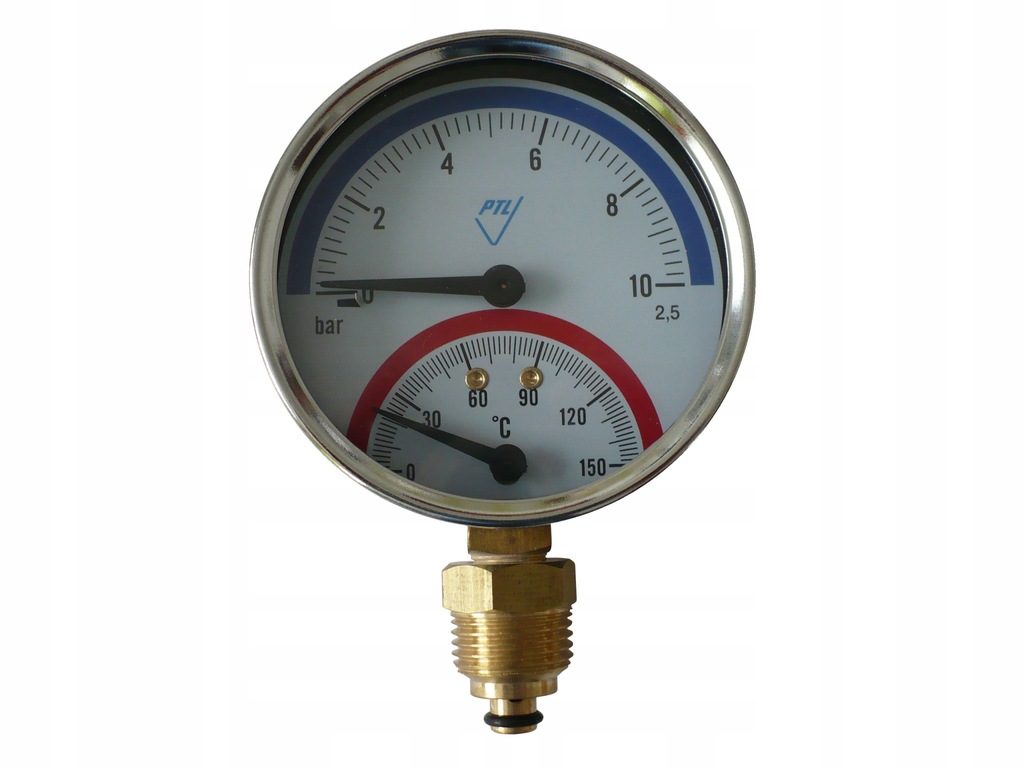 Termomanometr M80 0-10 bar, pionowy - 14621711954 - oficjalne archiwum Allegro