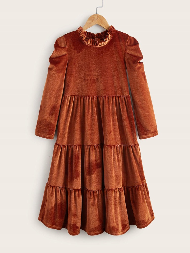 E24W010 SUKIENKA AKSAMIT MIEDZIANY BRĄZ SHEIN 120 - 13470109758 - oficjalne archiwum Allegro