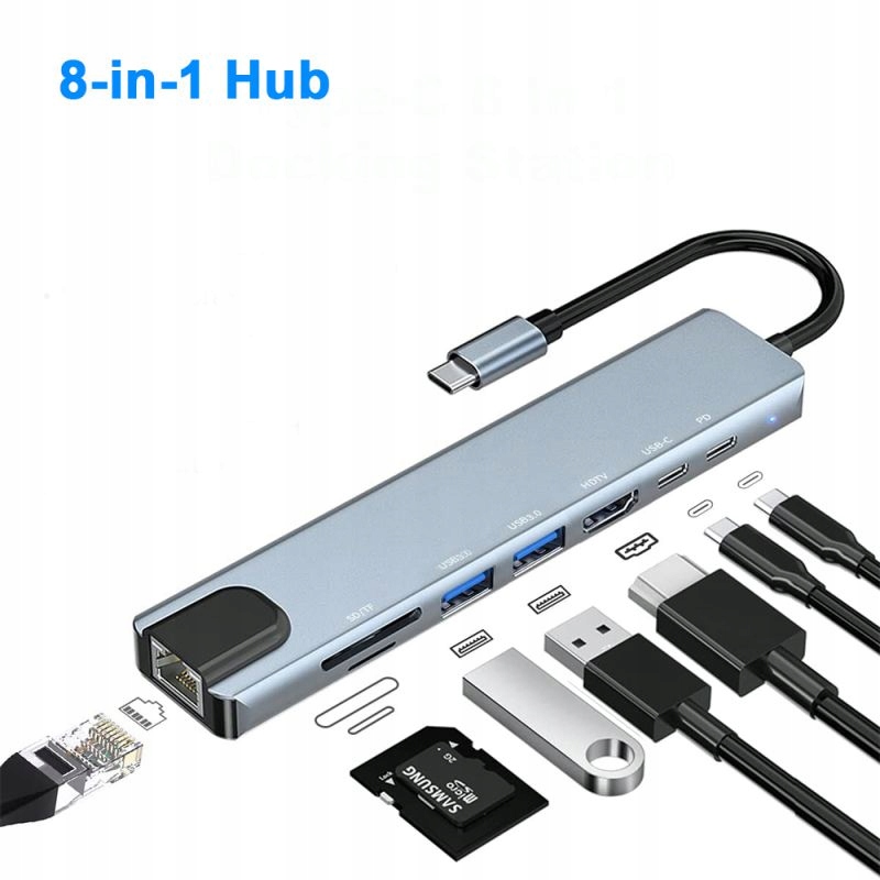 USB Type C Hub 2 Hdmi Dual Monitor Gigabit Rj4 Hub - 12907227573 ...
