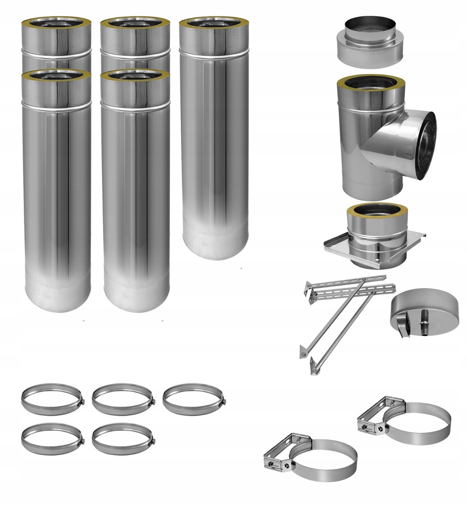 KOMIN DWUŚCIENNY IZOLOWANY fi 150/5m DREWNO PELLET - 11985427809 - oficjalne archiwum Allegro