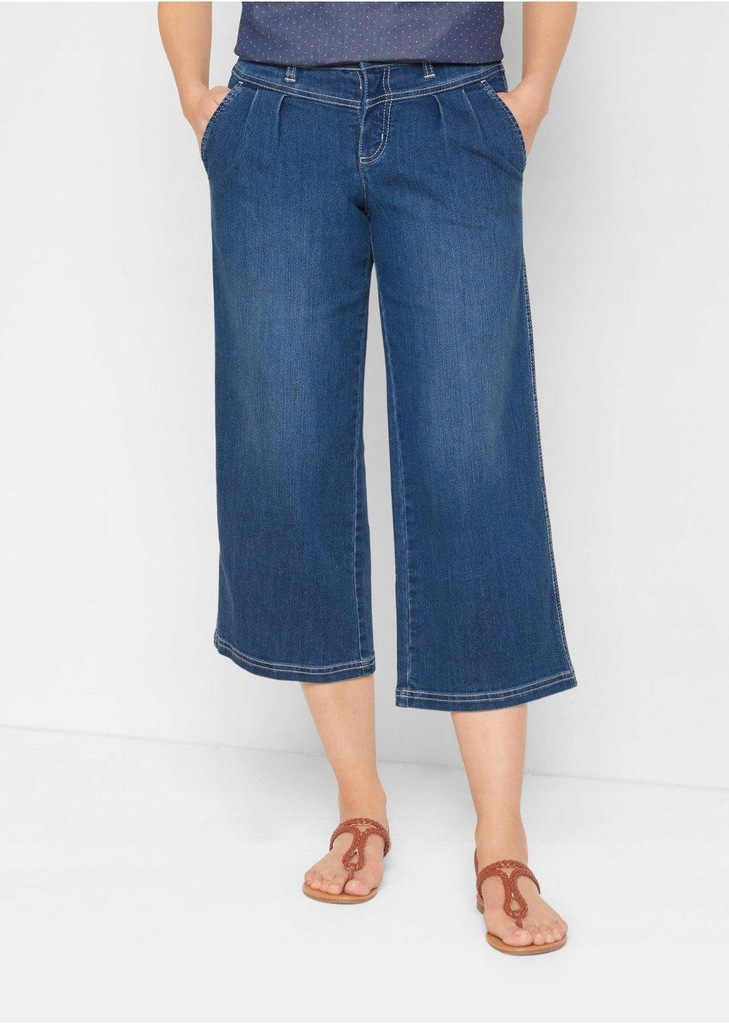 IH3008 SZEROKIE JEANSY 3/4__40 - 13007939045 - oficjalne archiwum Allegro