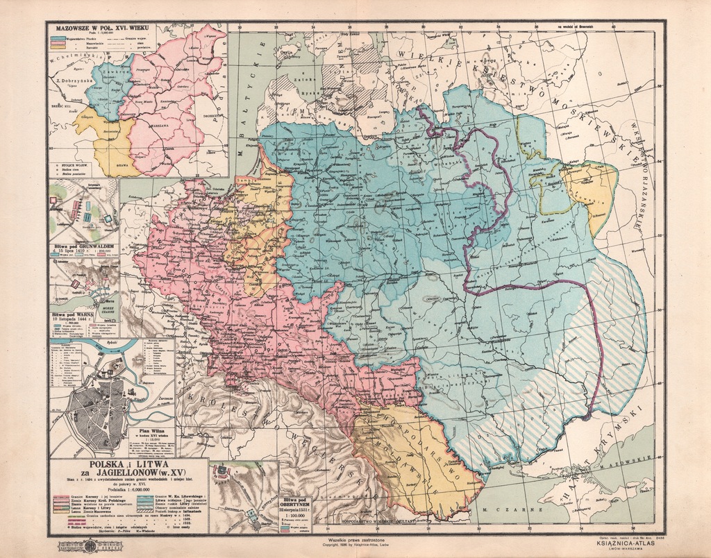 POLSKA JAGIELLONÓW. Mapa LWÓW 1936 rok oryginał - 13033540919 - oficjalne archiwum Allegro
