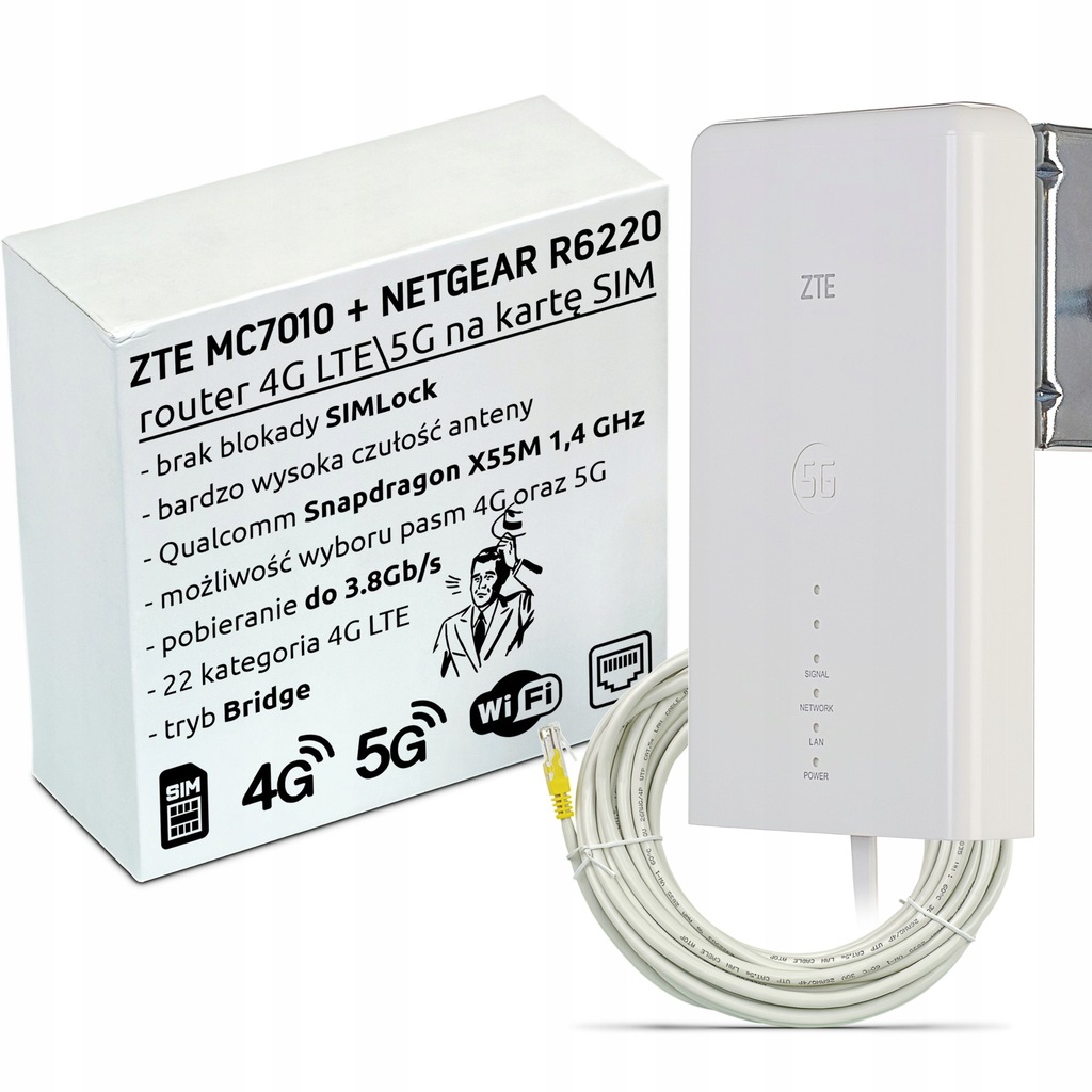 ZTE MC7010 Domowy Router 5G 4G LTE antena ODU na kartę bez simlocka ...