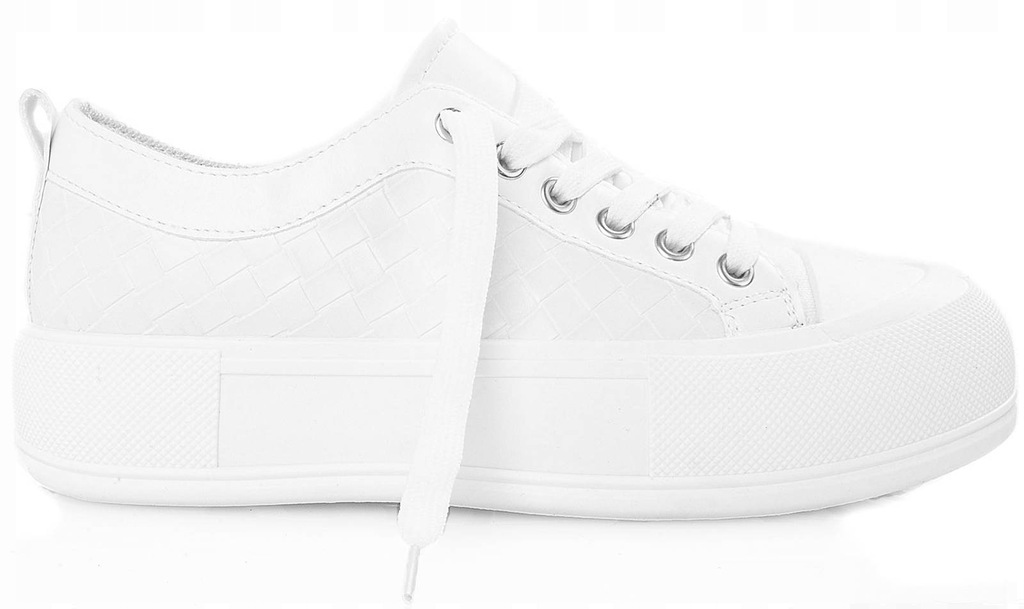 6335 BIAŁE WYSOKIE TRAMPKI PLATFORMA EKOSKÓRA 39 - 14081799244 ...