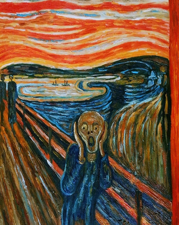 Obraz olejny grubo namalowany Krzyk - Edvard Munch - 10721354544 ...