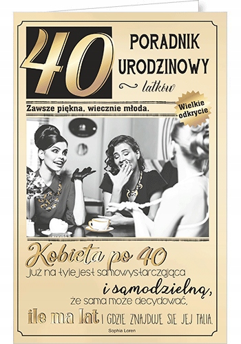 Kartka na czterdzieste urodziny dla kobiety U79 - 8991439976 - oficjalne archiwum Allegro