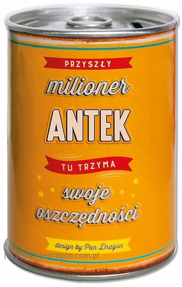 Puszka Skarbonka Vip z imieniem - Antek - 9801185541 - oficjalne archiwum Allegro