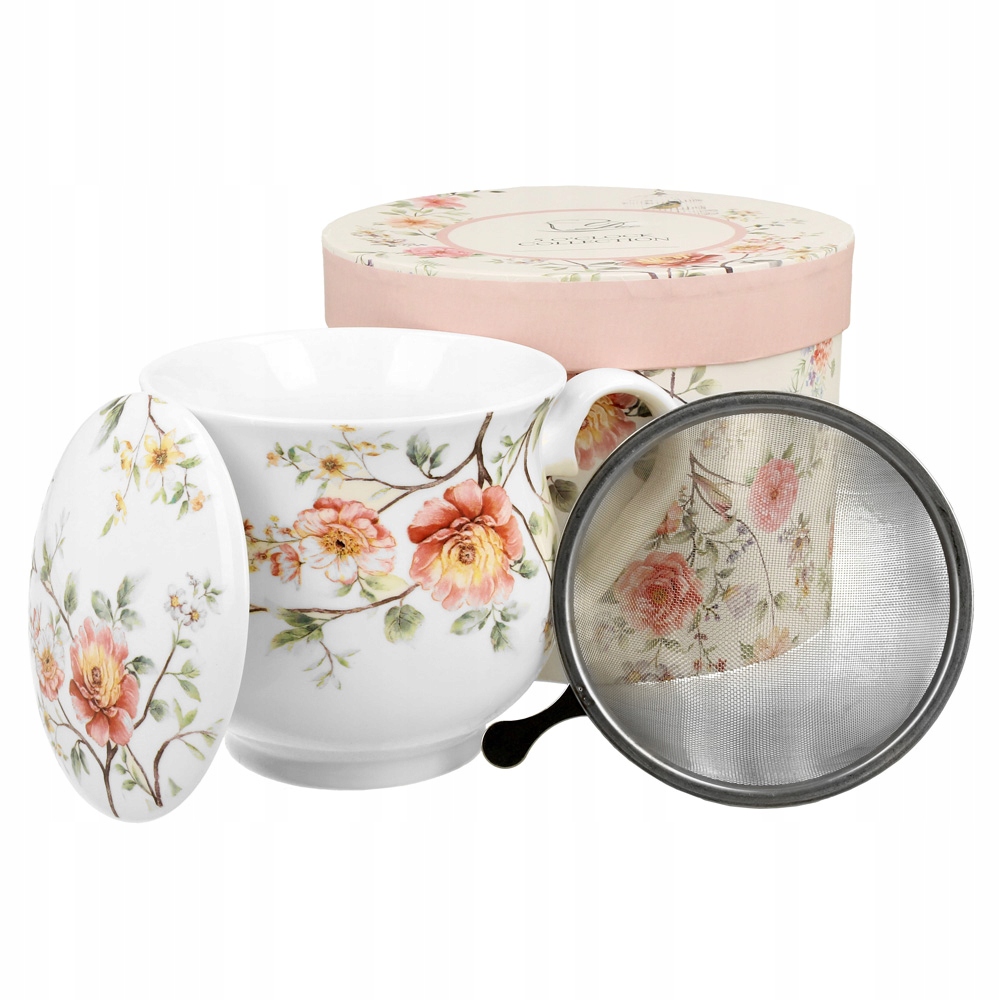 KUBEK RETRO Z ZAPARZACZEM I POKRYWKĄ 480ML LIDIA - 11865758885 - oficjalne archiwum Allegro