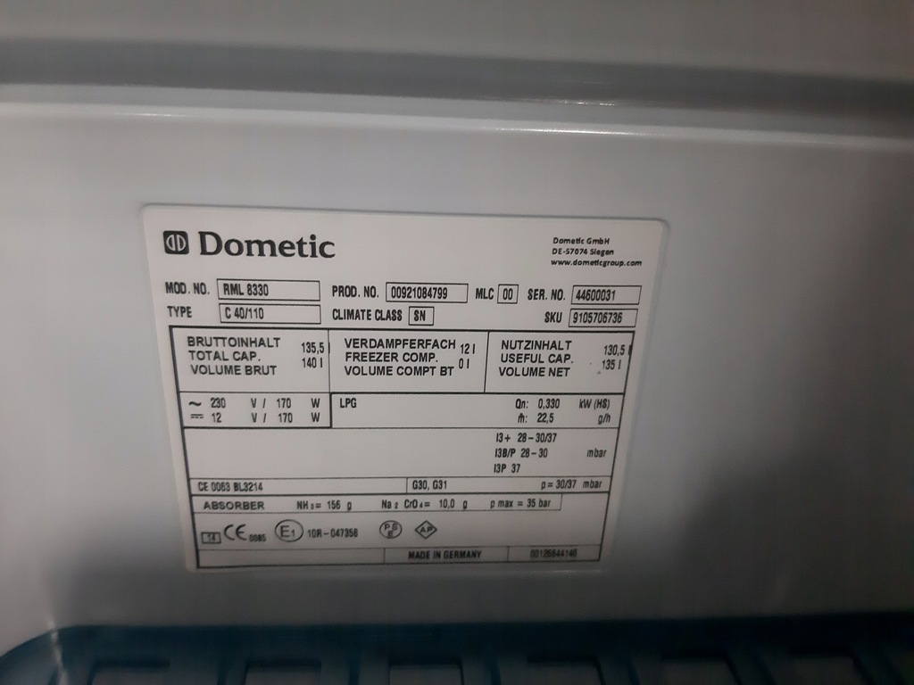 Lodówka Dometic RML 8330 kemping kamper - 10845291011 - oficjalne ...