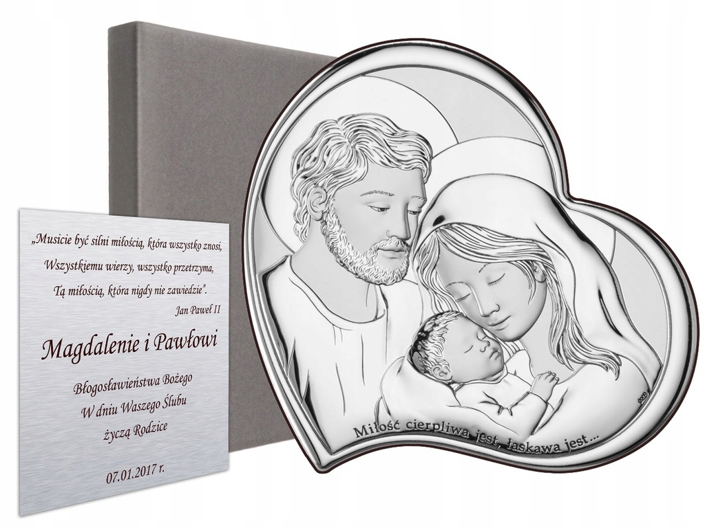 Oryginalna Pamiątka Ślubu Obraz Srebrny Święta Rodzina Prezent na Ślub - 15097210346 - oficjalne ...