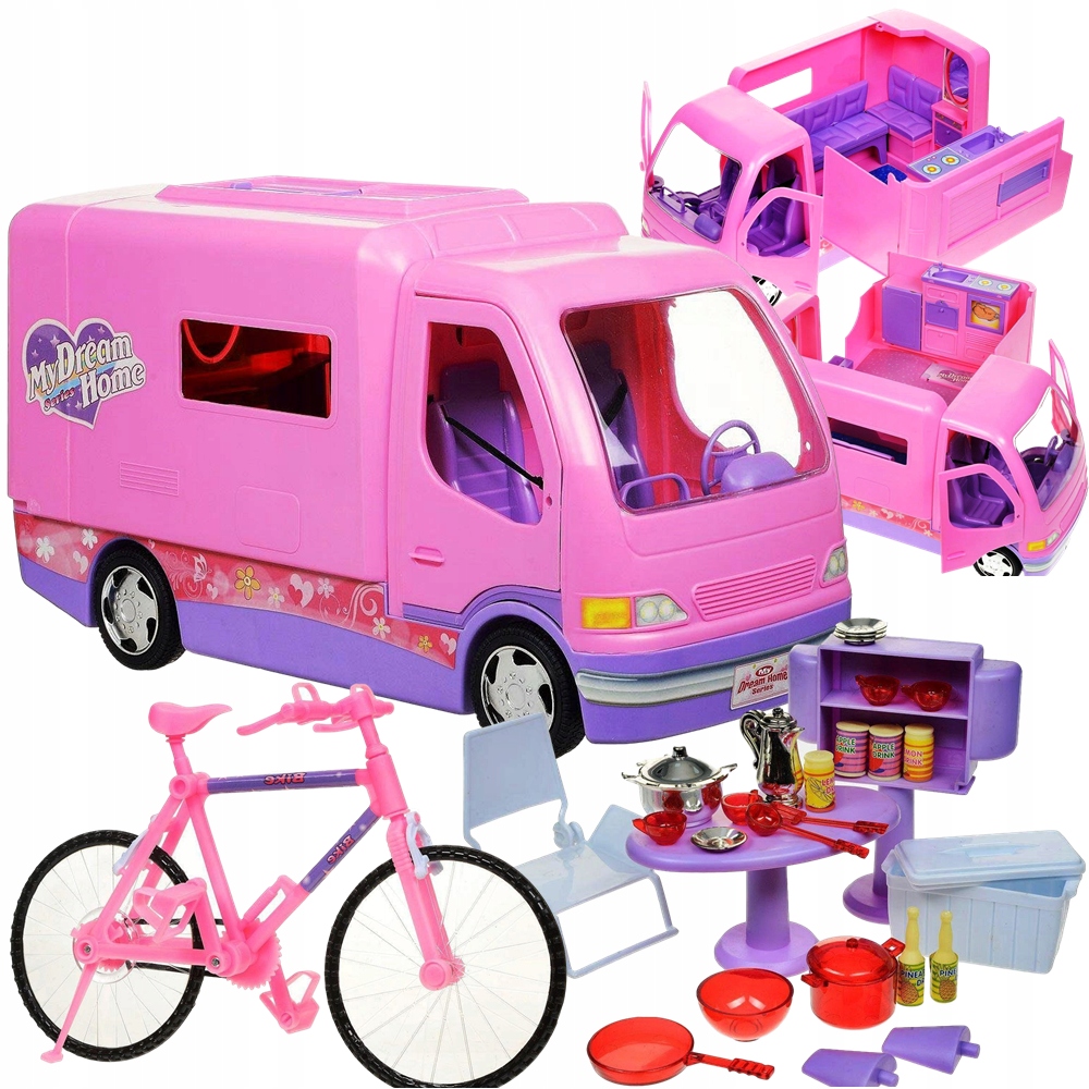 AUTO DUŻY KAMPER DLA LALEK OTWIERANY DOMEK ROWER - 8318626629 ...