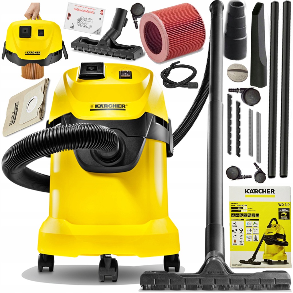 MOCNY ODKURZACZ PRZEMYSŁOWY KARCHER WD3P GNIAZDO - 7771324153 - oficjalne archiwum Allegro