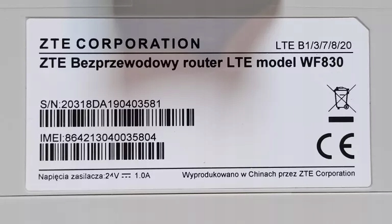 ROUTER ZEWNĘTRZNY ZTE WF830 - 12526389821 - oficjalne archiwum Allegro