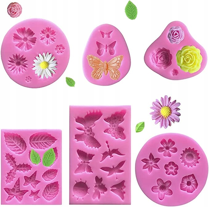 Silikonowe Formy Kwiaty Liście Róże Motyle DIY - 13629848863 ...