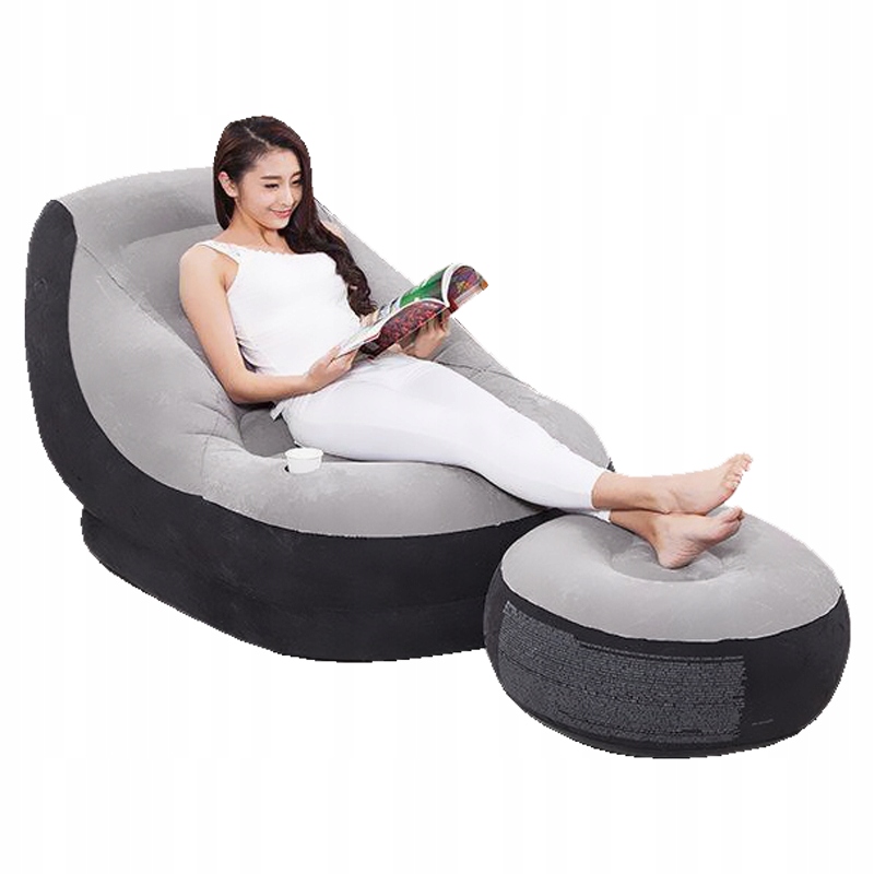 FOTEL DMUCHANY+ PODNÓŻEK PUFA WELUR Intex 68564 - 11355862640 ...