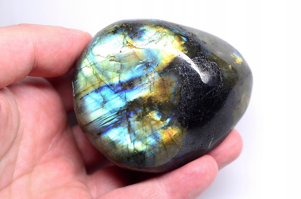 LABRADORYT KAMIEŃ MOCY - polerowany, gruby - 300 g - MADAGASKAR - STA55 ...