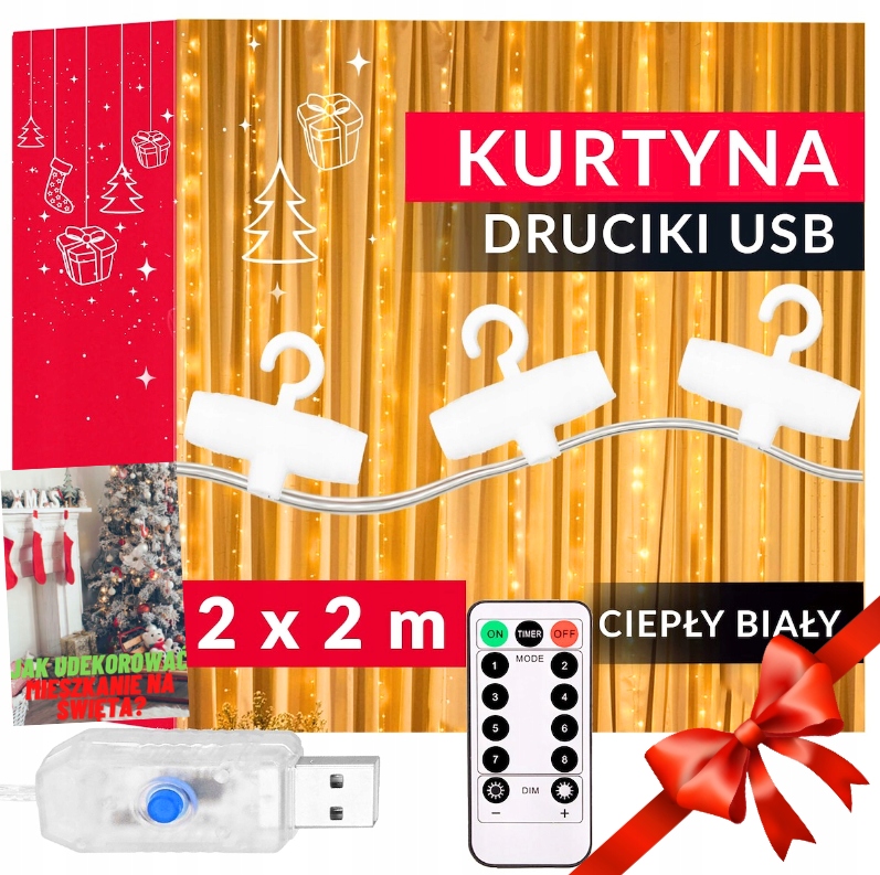 ZESTAW LAMPKI 200LED ŚWIĄTECZNE CIEPŁE BIAŁE PREMIUM WEWNĘTRZNE SOPLE ...