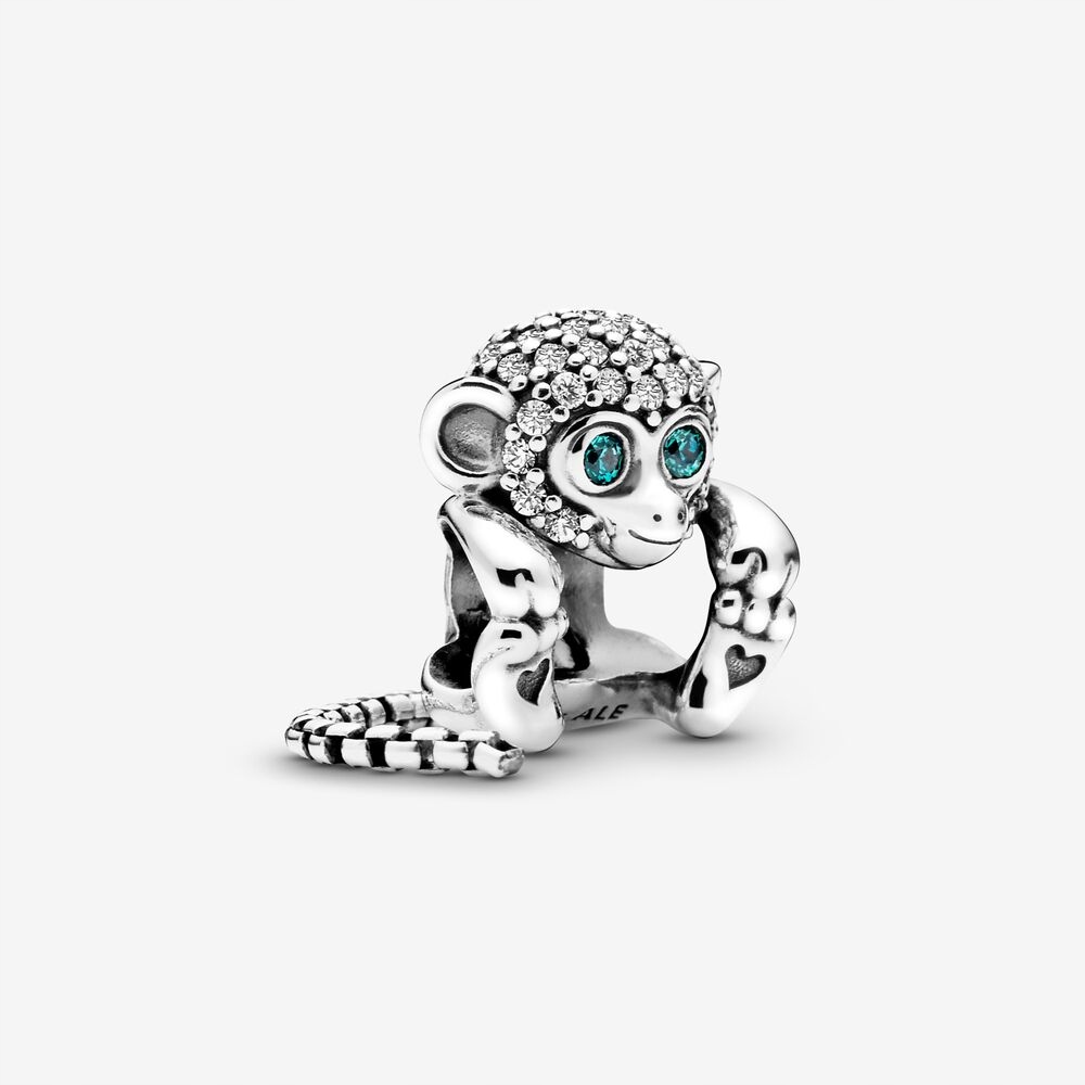 Srebrny charms Pandora Moments 798054CZ - Błyszcząca małpka ...