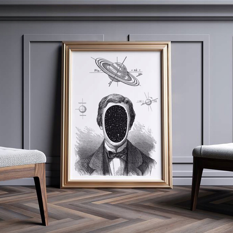 Plakat skandynawski Portret twarz kosmos 61x91 cm - 7888438119 - oficjalne archiwum Allegro