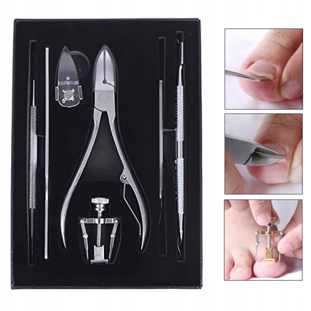 ZESTAW PODOLOGICZNY na wrastające paznokcie CĄŻKI komplet pedicure 8w1 ...