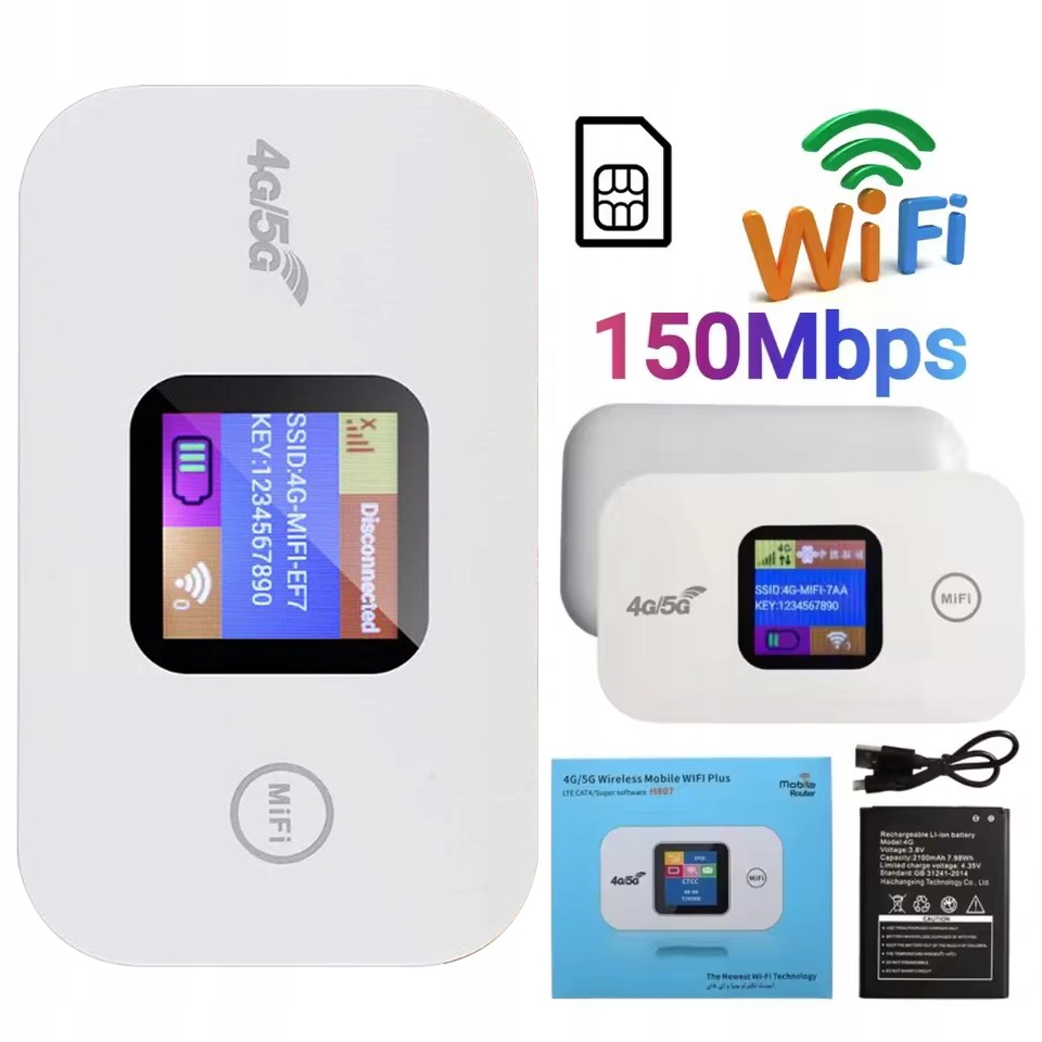 Router na kartę SIM mobilny przenośny 4G 5G LTE WIFI 2100 mAh 150Mbps - 17063222964 - oficjalne ...