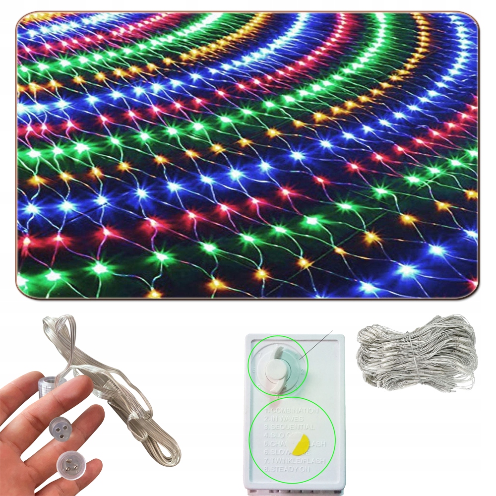 2x2M LED OGRODOWE KURTYNA ŚWIETLNA SIATKA LAMPKI - 12931199995 ...