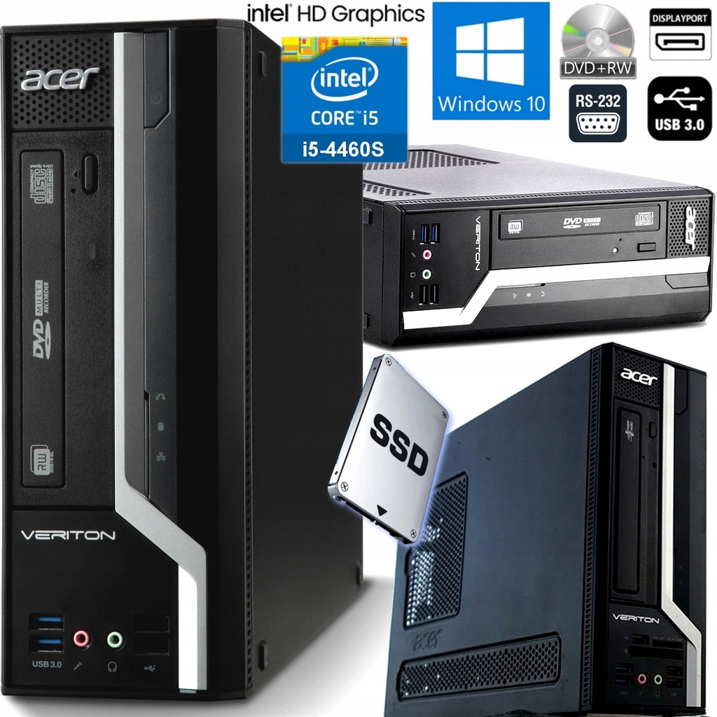 KOMPUTER ACER VERITON X4630G i5-4460s 8/240SSD W10 - 12673457287 ...