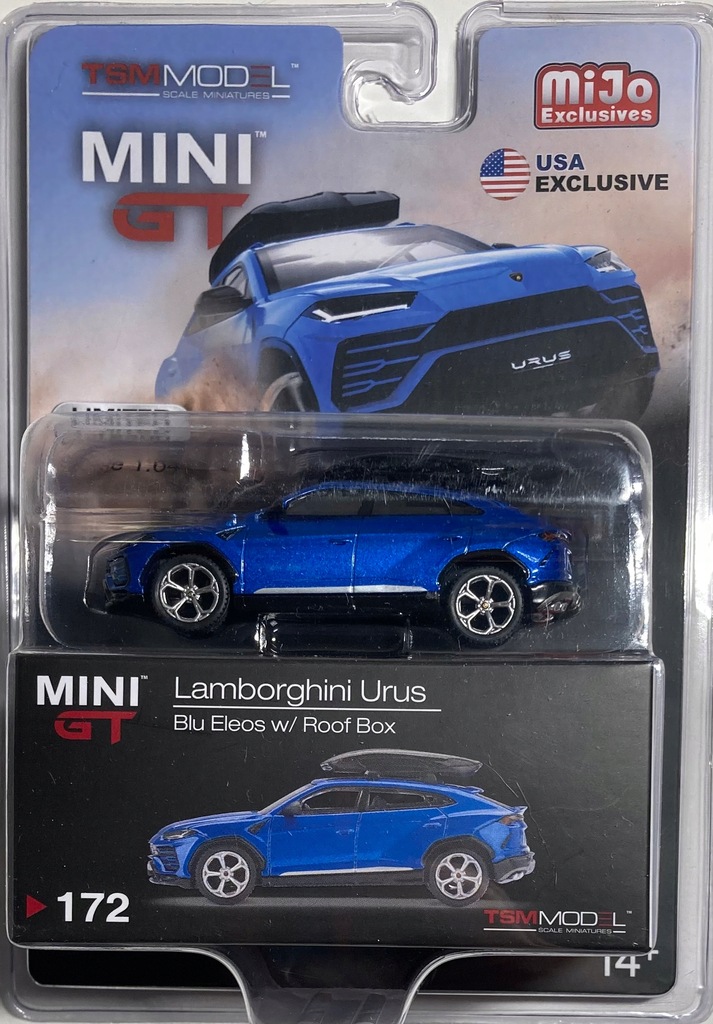 MINI GT LAMBORGHINI URUS BLU ELEOS W/ ROOF BOX - 13467887719 ...