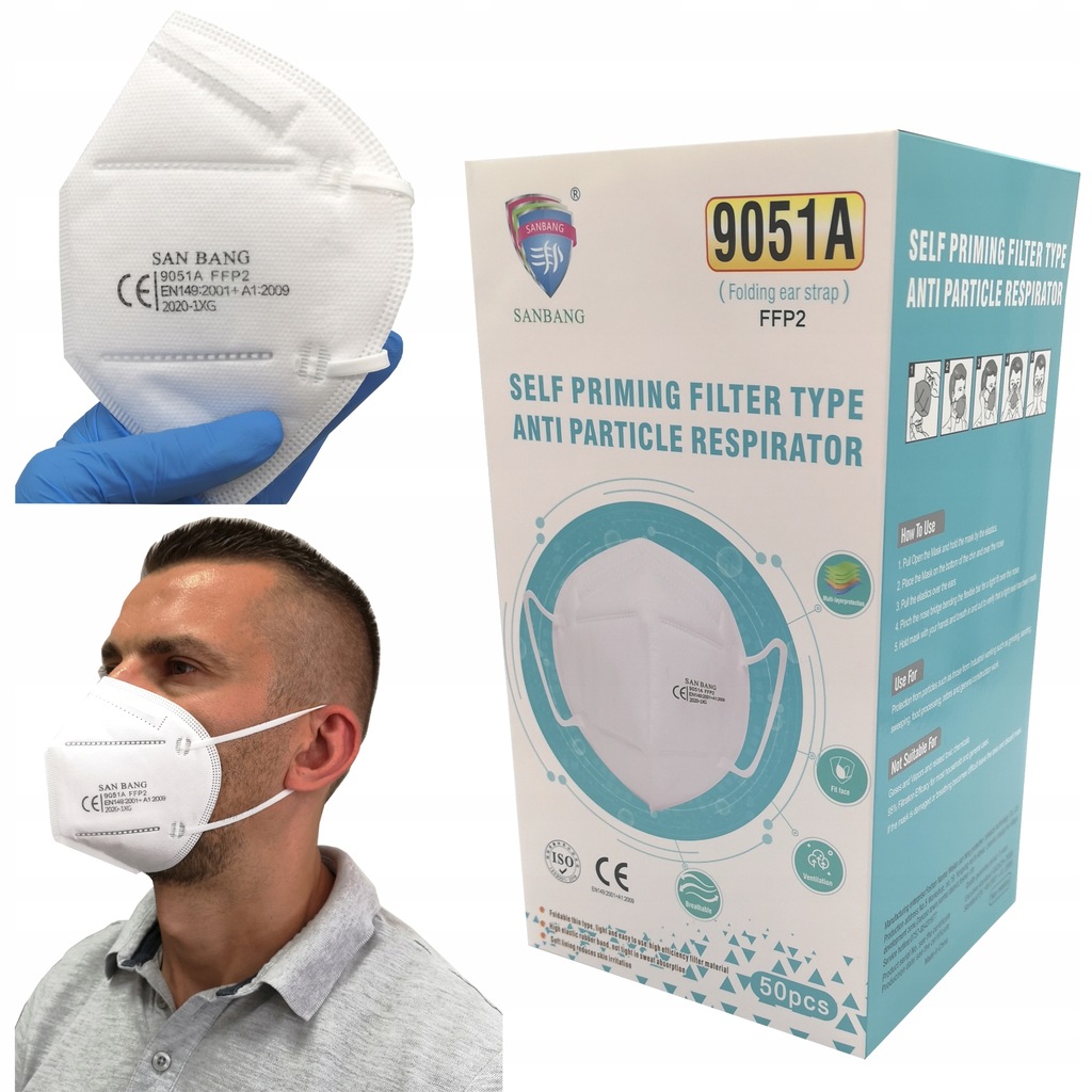 Maska maseczka KN95 FFP2 ZESTAW Certyfikat Filtr - 9672691611 - oficjalne archiwum Allegro