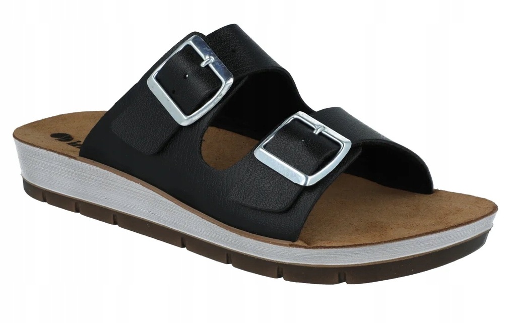 Klapki damskie Inblu CP-42 czarne ze skózaną wkładką lekkie R40 - 17352026598 - oficjalne ...