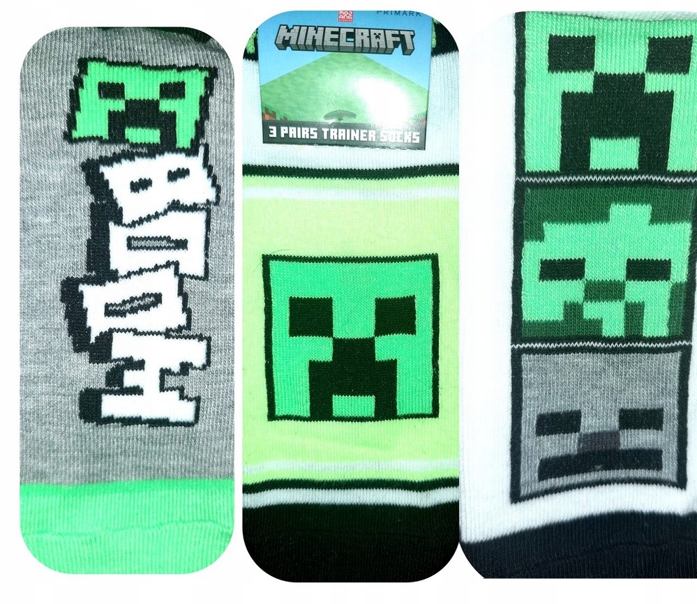 Stopki skarpetki Minecraft Primark 31-36 3p 7-10 L - 12354366659 ...