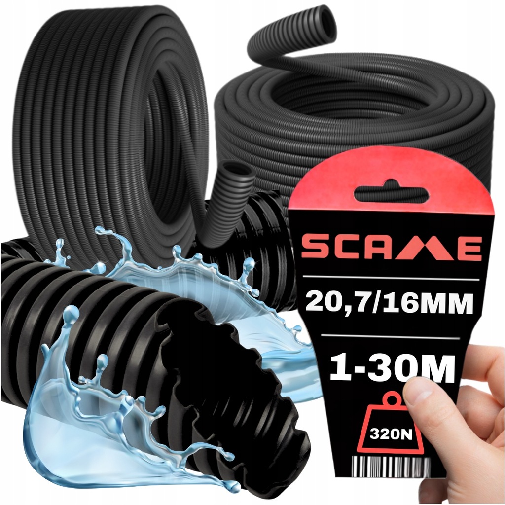RURA KARBOWANA DO KABLI PESZEL Z PILOTEM PVC FI 20,7/16MM 320N 1M SCAME ...