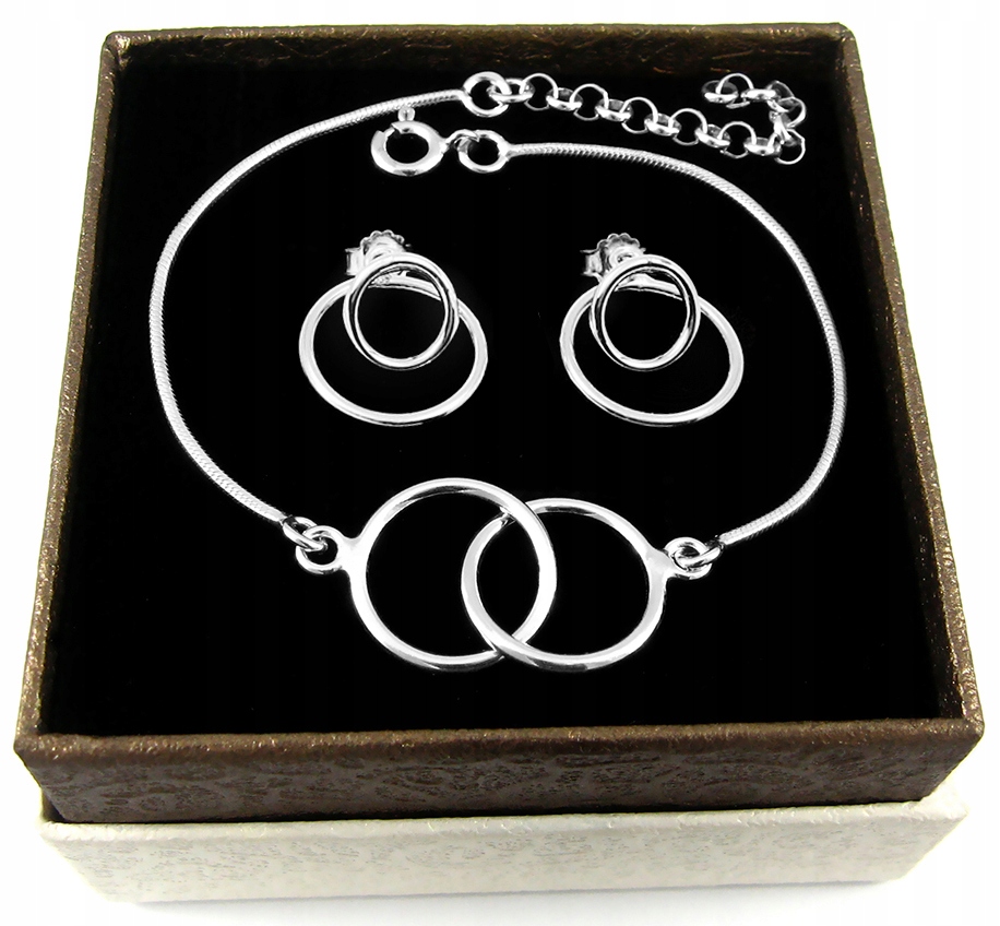KOMPLET BIŻUTERII SREBRNEJ RING KOŁA KÓŁECZKA SREBRO PRÓBY 925 K14 - 7886594534 - oficjalne ...
