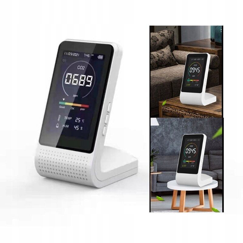 Monitor jakości powietrza wyświetlacz czasu kryty - 12373807855 - oficjalne archiwum Allegro