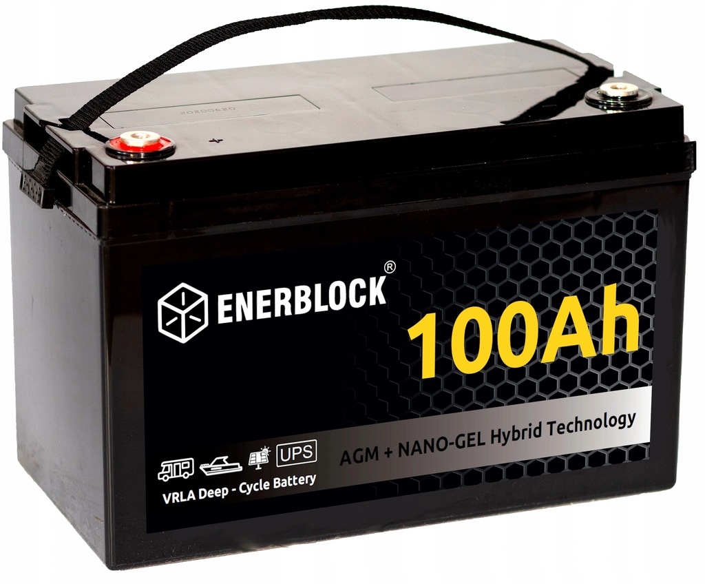 AKUMULATOR 100AH AGM ENERBLOCK do Kampera Łodzi - 13035047889 ...