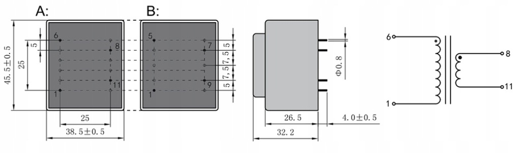 Transformator 9V 6W EI42 do druku zalewany ASN - 9711818449 - oficjalne archiwum Allegro